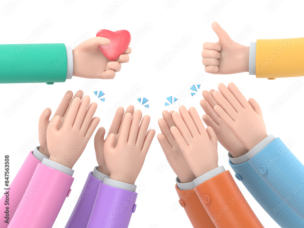 Transparent Backgrounds Mock-up.Set of people hands clapping, giving ...