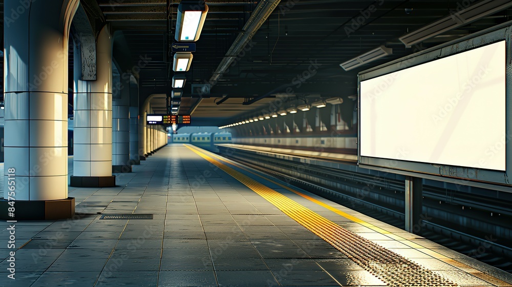 Train platform with blank space board. A Blank Advertising Board for ...