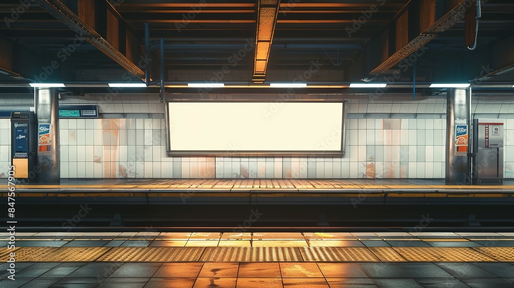 Train platform with blank space board. A Blank Advertising Board for ...