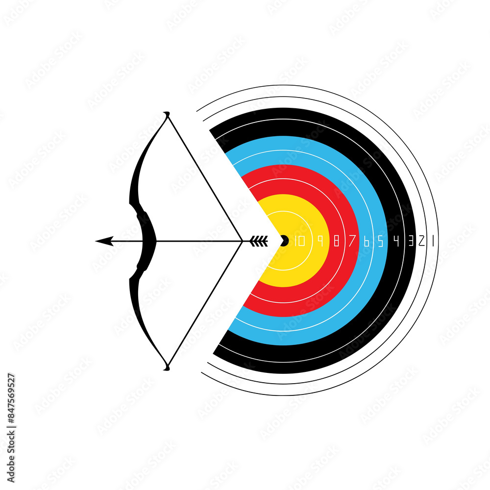 Archery bow and arrow Vector Illustration, Archery Target Set, Arrow ...