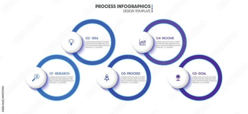Infographic process business design template. Timeline concept with 5 ...