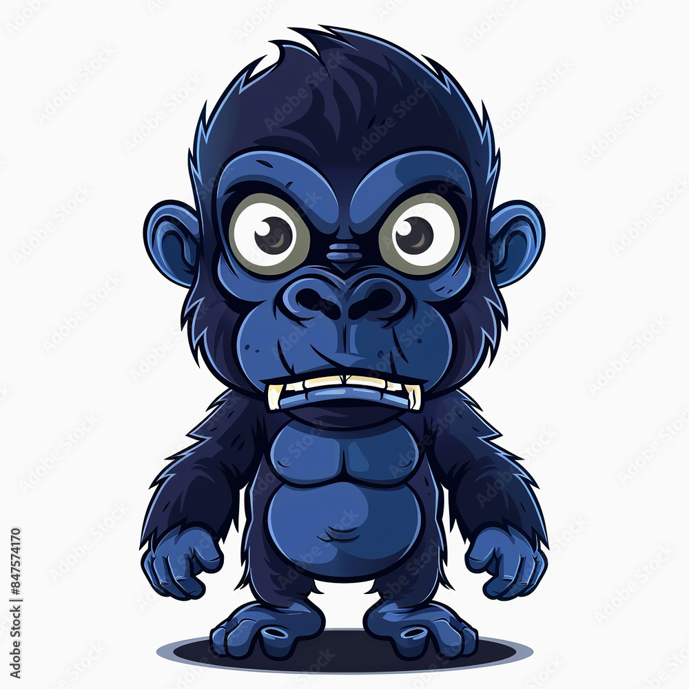 Angry baby gorilla cartoon character. chibi gorilla cartoon ...