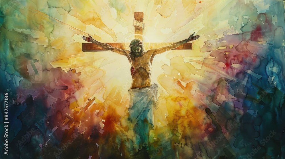 Ethereal Watercolor Depiction of the Crucifixion of Jesus Christ ...