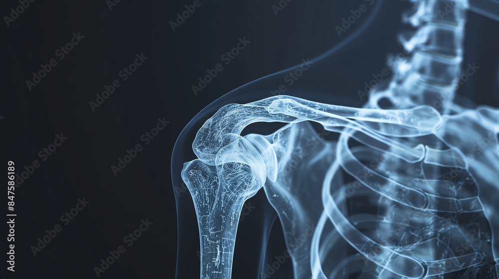 Detailed Xray of human scapula, focusing on shoulder blade structure ...