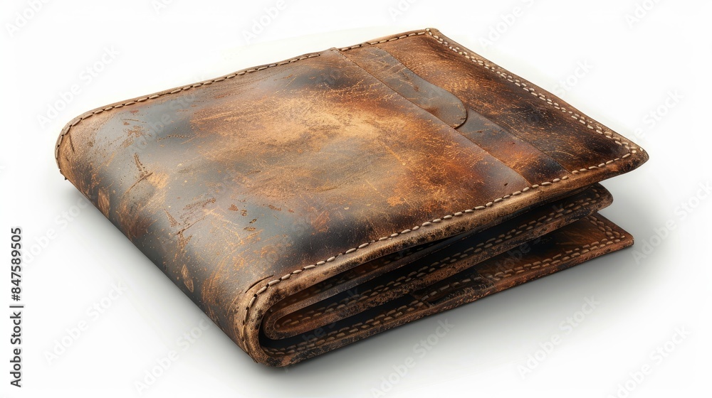 Wallet, 3D illustration, leather texture, isolated on white background ...