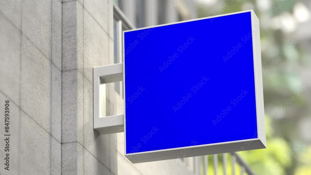 Billboard blue screen empty Mock-Up are installed outside the building ...