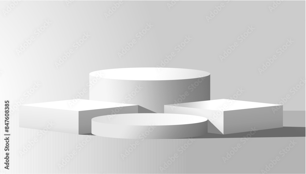 block and cylinder podium tube circle podium stage 3d Abstract minimal ...