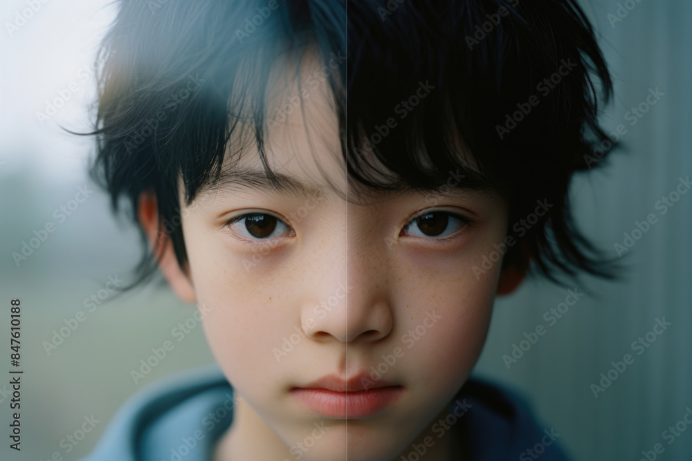 男, 男の子, 精神, 精神疾患, 病気, 憂鬱, 悲しい, 二重人格, 光, 闇, 乖離, アジア人, 日本人, Man, boy ...