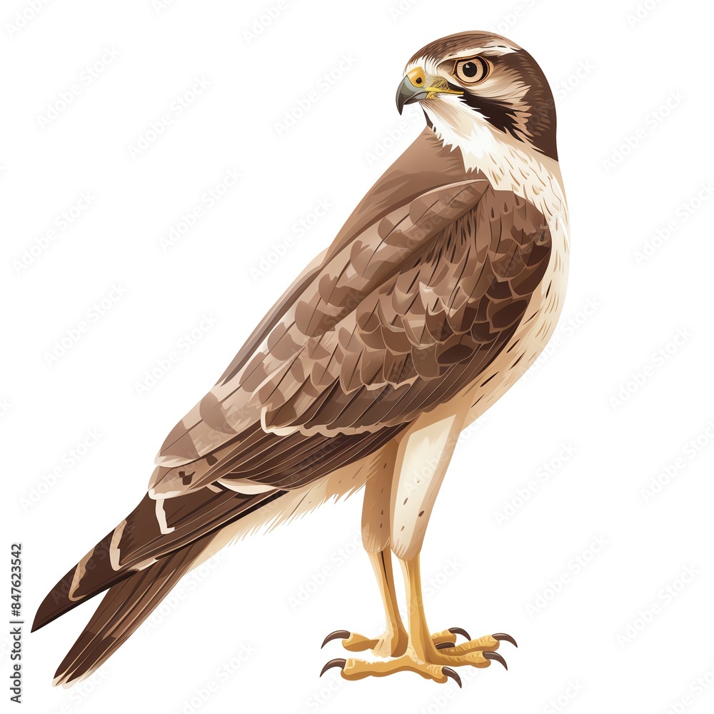 A sparrowhawk clipart, bird element, vector illustration, brown ...