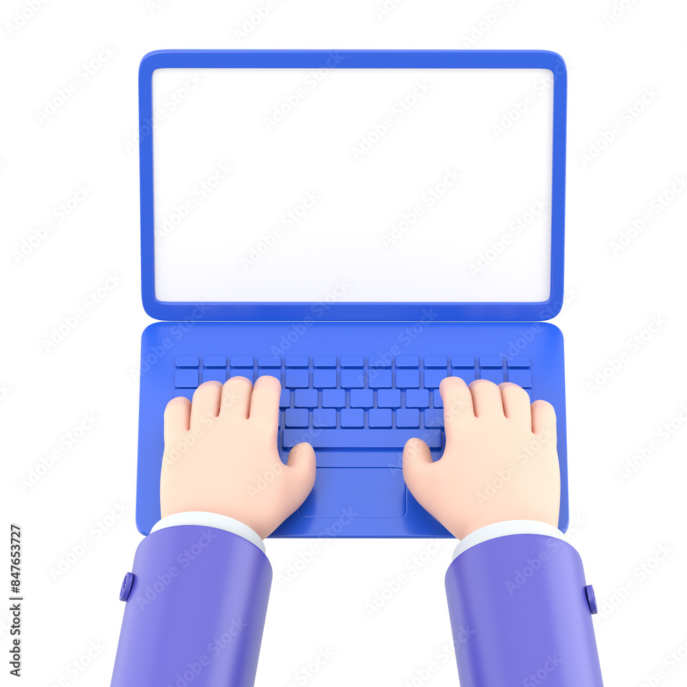 Transparent Backgrounds Mock-up.Hands in work at laptop keyboard with ...