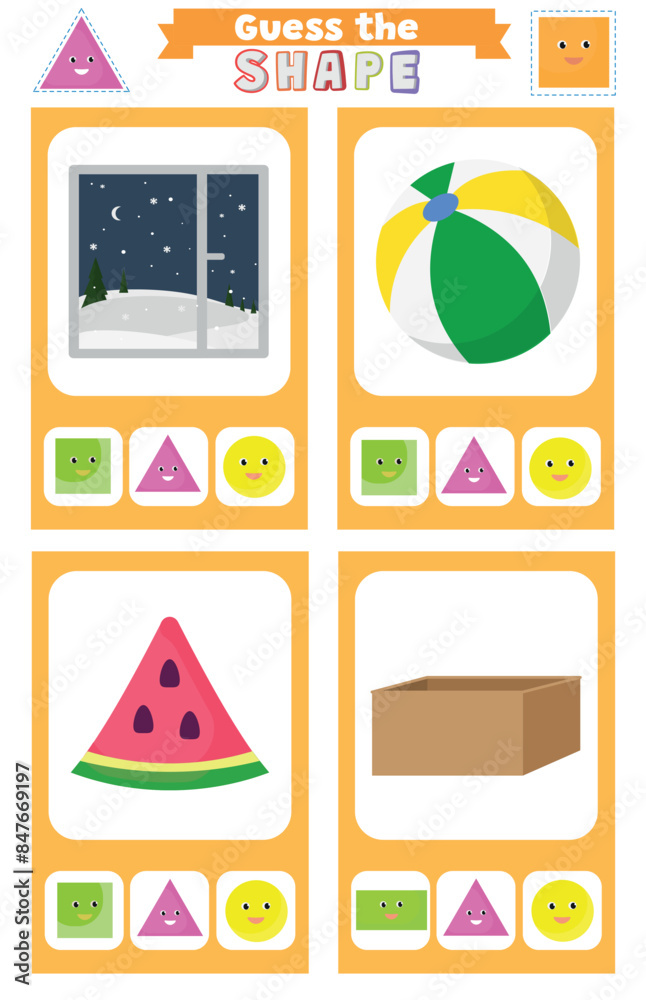 Education game for children guess the shape geometric figures and ...