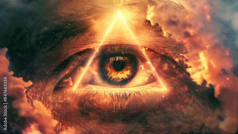 Human Eye With A Triangle Glowing All-Seeing Eye of God Eye of ...