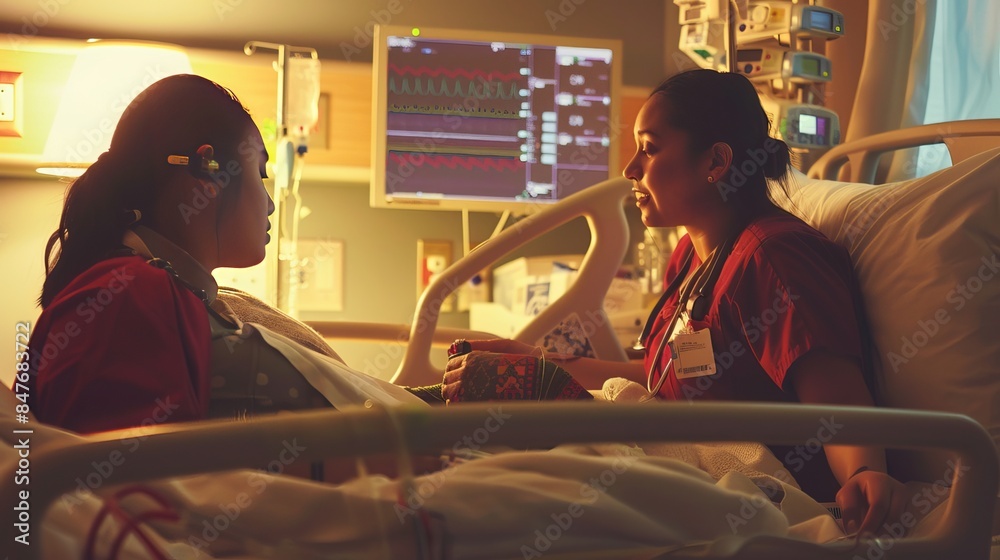 Nurse Administering Medication: At a patient's bedside, a nurse ...
