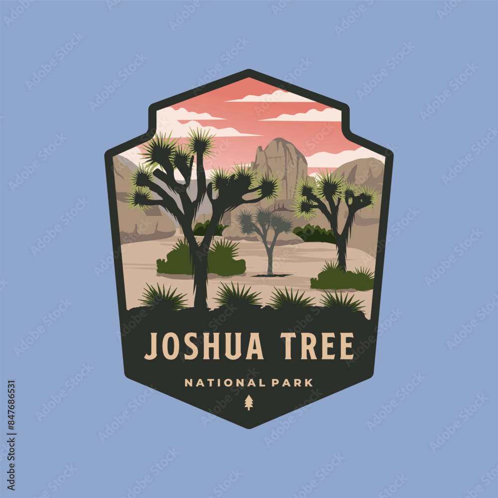 joshua tree national park logo vector patch illustration design, joshua ...