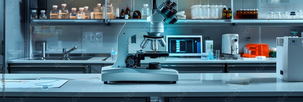 Scanning electron microscope in a physical lab, computer education ...