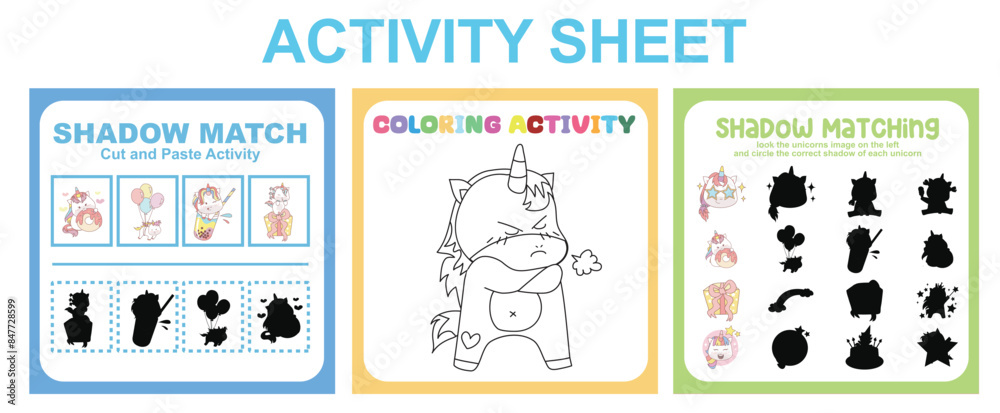 Activity sheet for children. 3 in 1 Educational printable worksheet ...