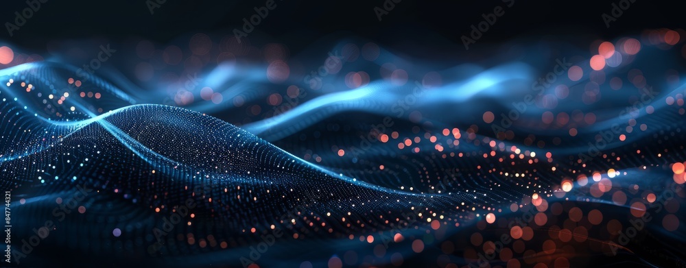 Abstract technological landscape featuring elements of augmented ...