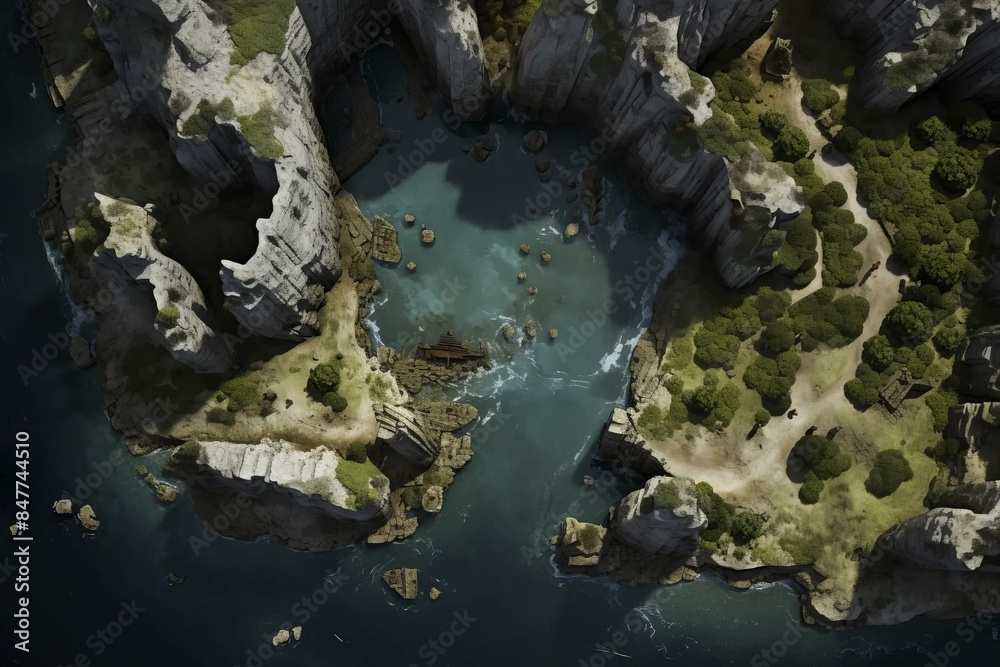 DnD Battlemap Pirate Cove, a hidden inlet - a pure picture of natural ...