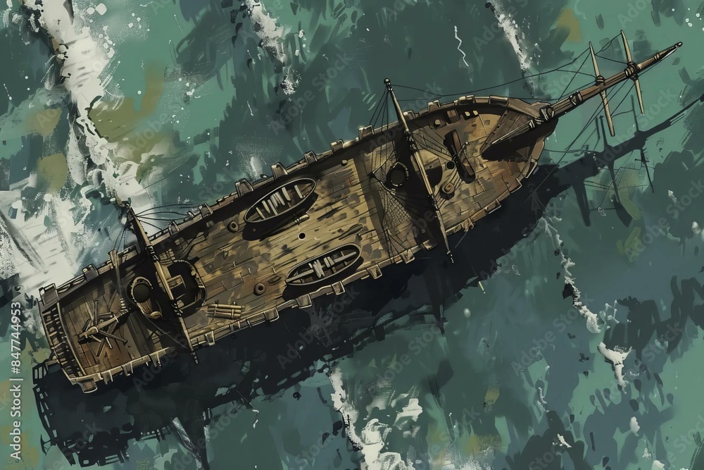 DnD Battlemap Pirate ship battle map style. ilustração do Stock | Adobe ...