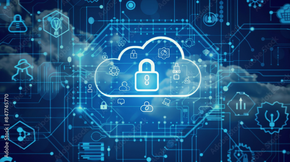 Digital graphic of cloud data security, showcasing protection layers ...