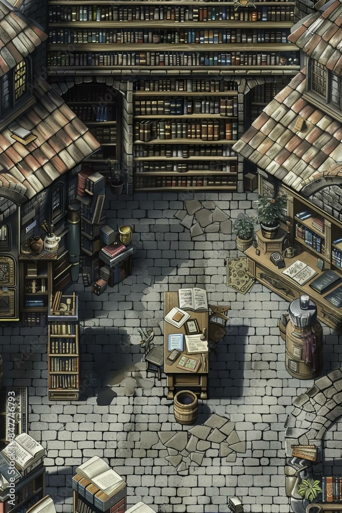 DnD Battlemap Rare Bookstore: Un lieu mystérieux et fascinant. Stock ...