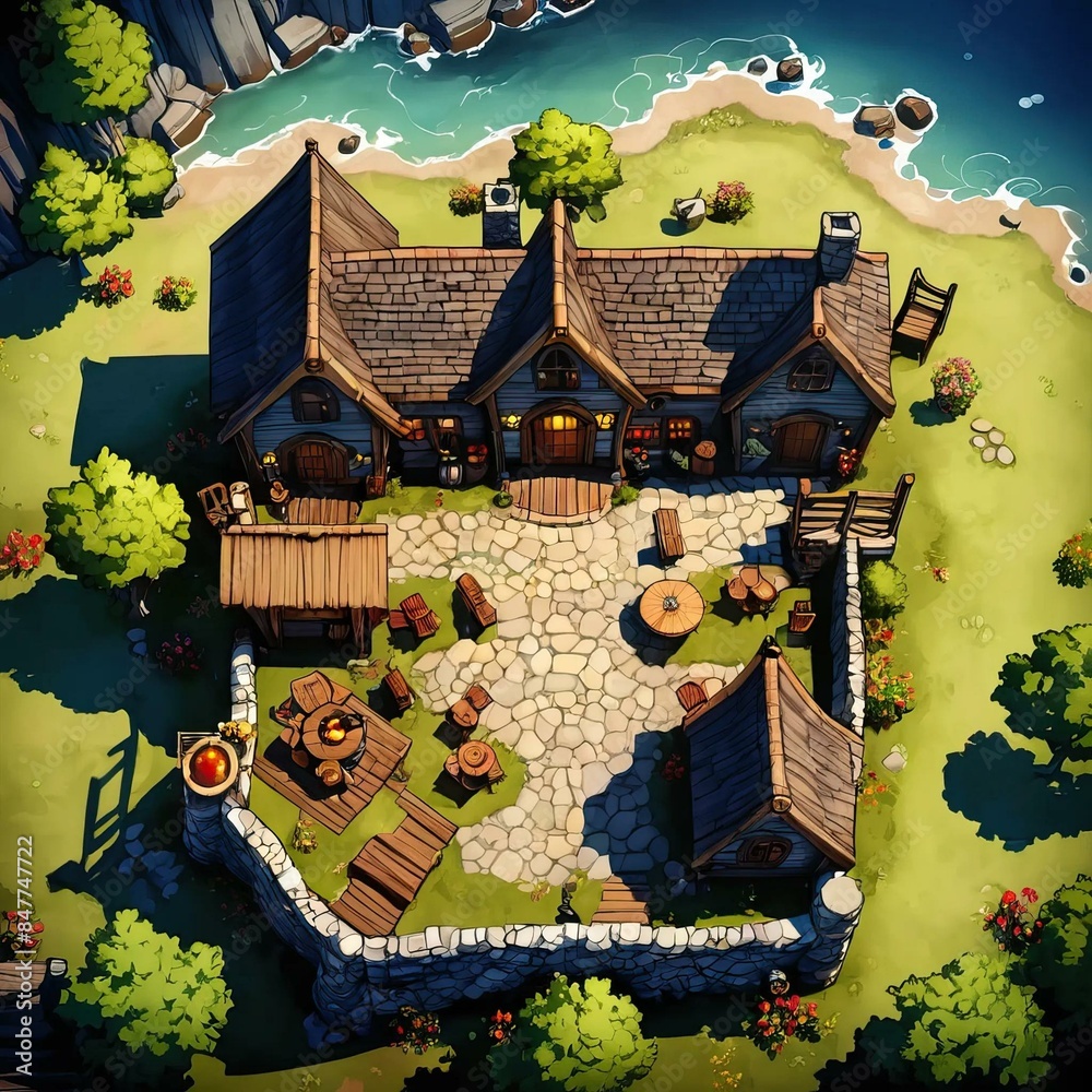 DnD Battlemap Highly detailed fantasy map - City of Eldoria. Stock ...