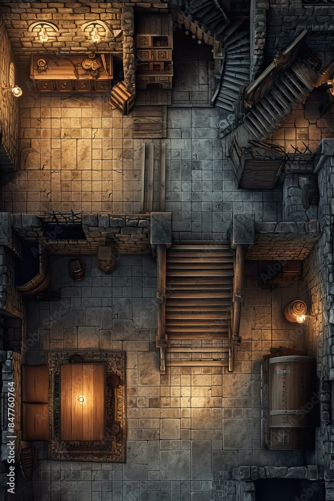 DnD Battlemap Shadow Corridor: An opened door battle map for fantasy ...