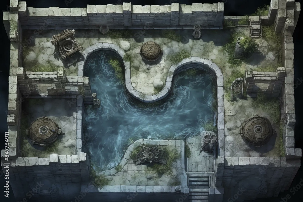 DnD Battlemap Submerged Temple Remnants - Watery Ruins, 70 caractères ...