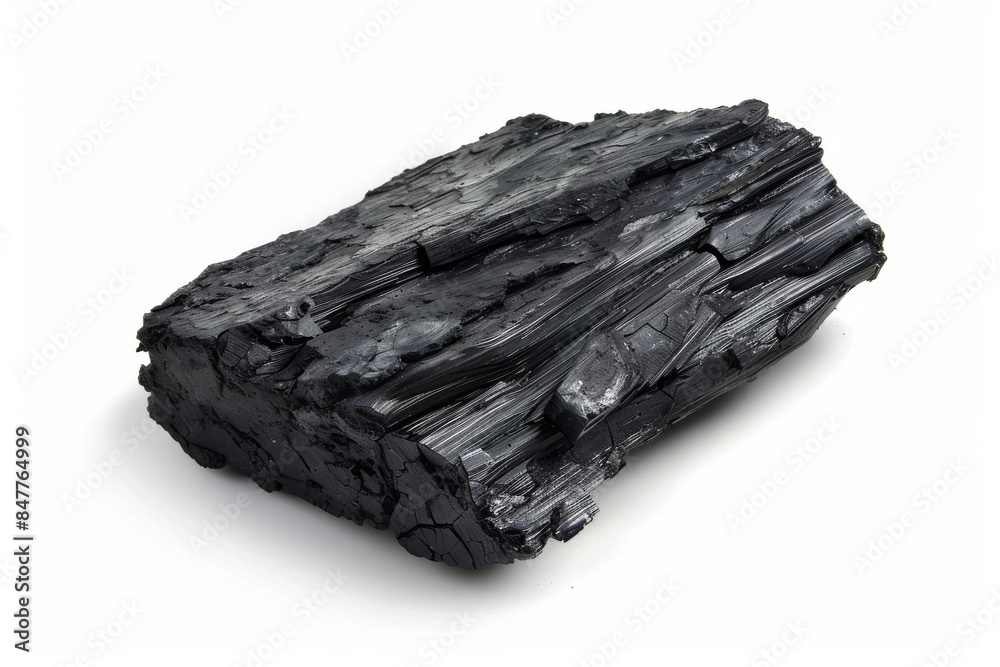 ภาพประกอบสต็อก Coal piece isolated, black anthracite rock lump ...
