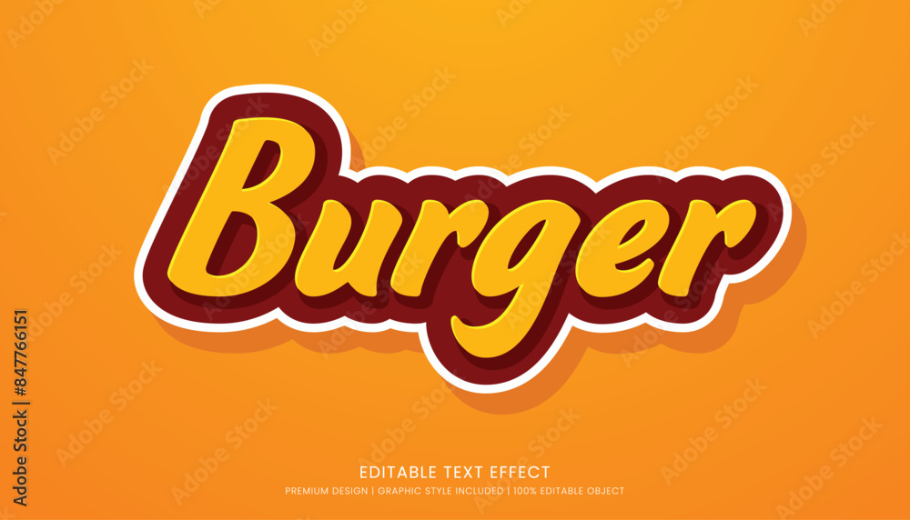 burger food editable 3d text effect template bold typography and ...
