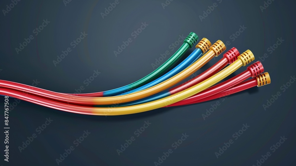 Realistic electrical multicore wire with colored insulation. Vector ...