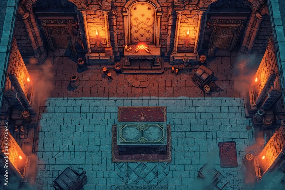 DnD Battlemap Throne Room Battle Map - Detailed illustration of a ...