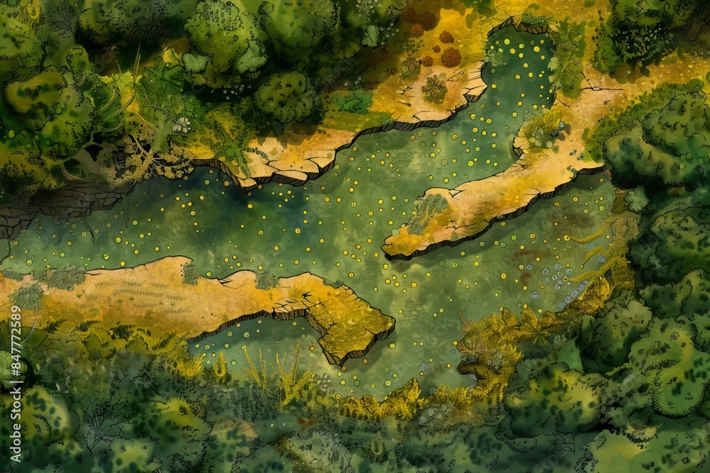 DnD Battlemap Toxic Swamp Battlemap: A detailed map of a dangerous ...