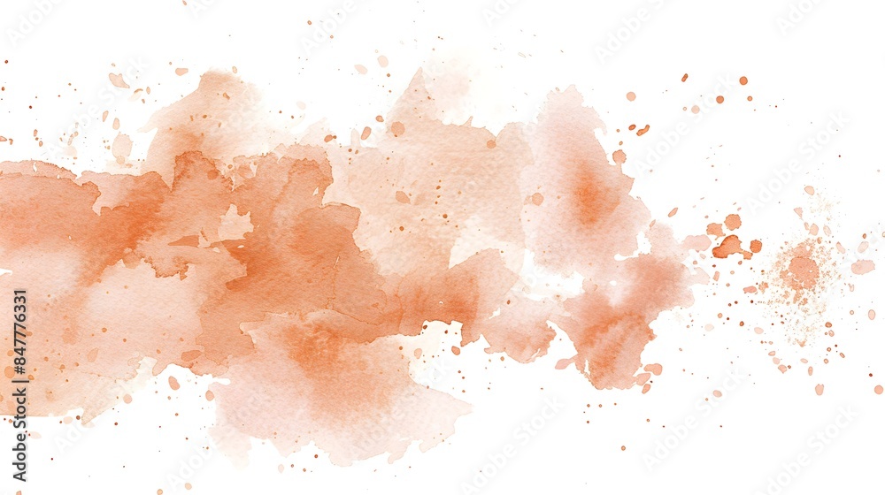 Peach watercolor splash on white background. Vector brown watercolor ...