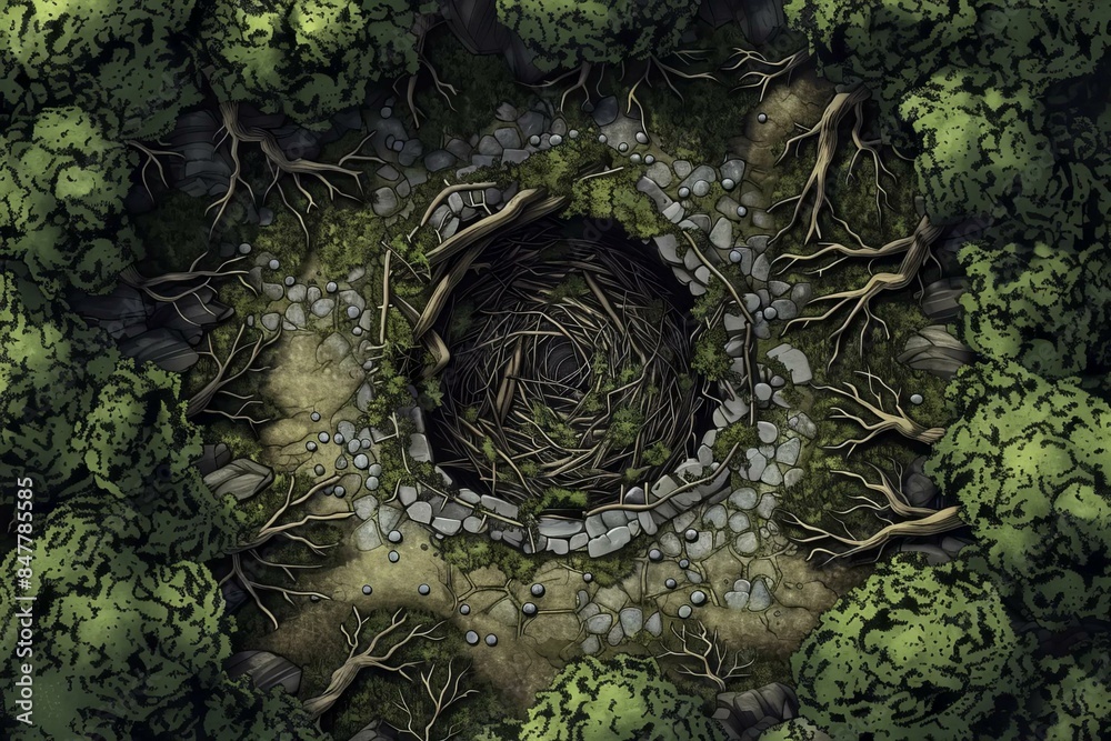 DnD Battlemap Wyvern Nest Battlemap Style - A detailed map with a ...