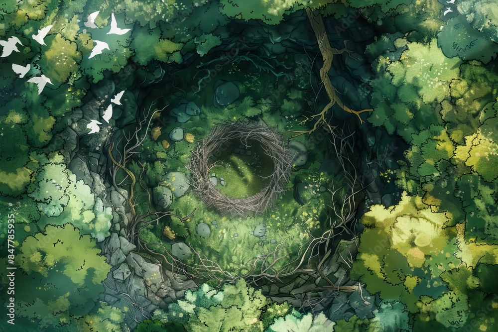 DnD Battlemap Wyvern Nest Battlemap stylized fantasy illustration with ...