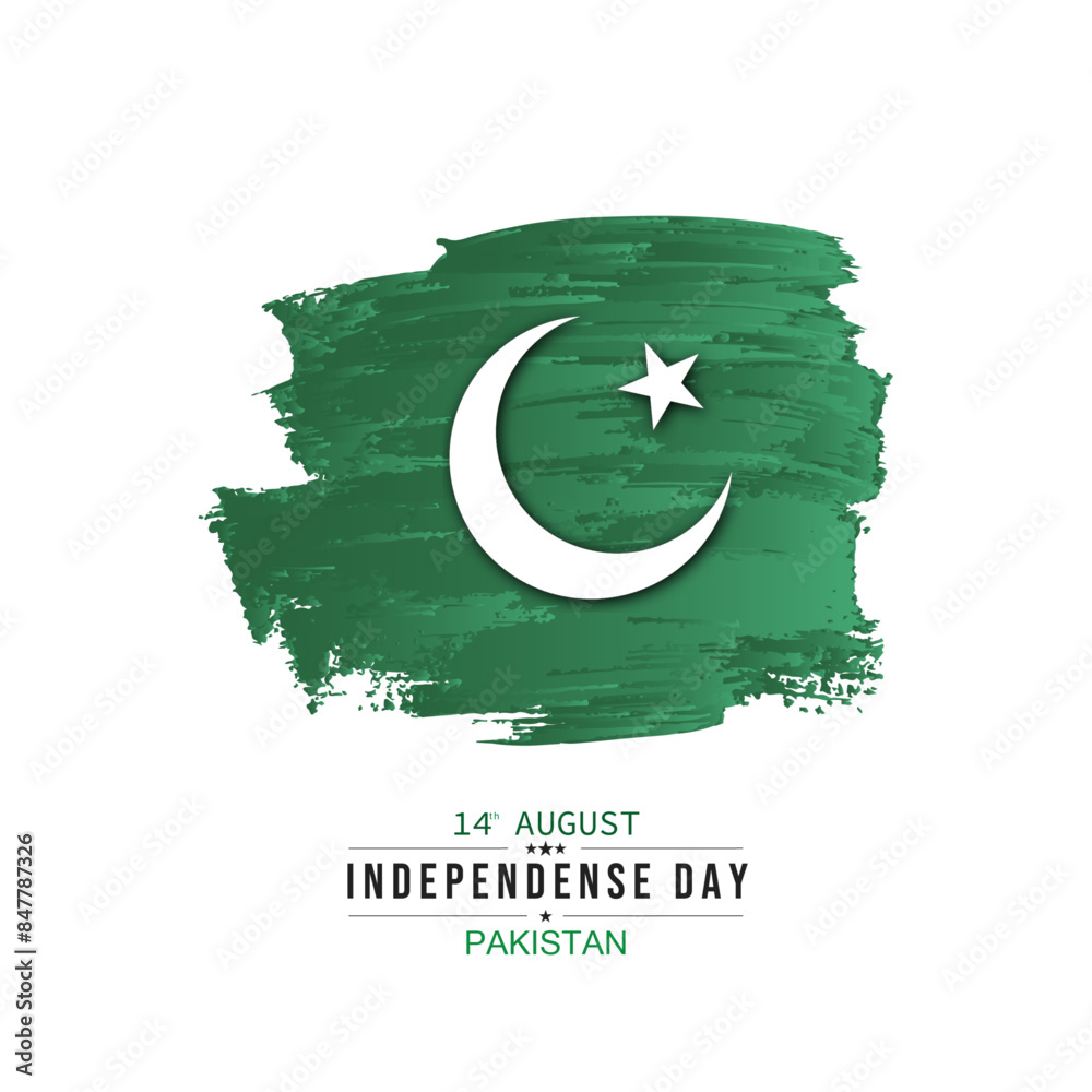 14th August, sticker banner illustration for Pakistan independence day ...