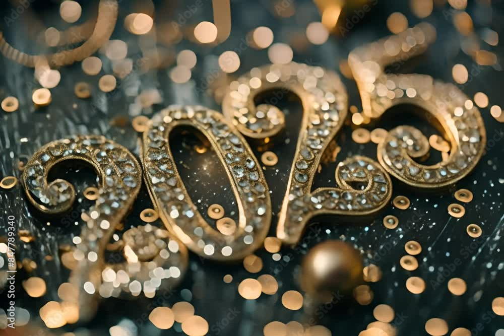 2025 gold jewel numbers, new year gemstones, diamond greeting card, gem ...