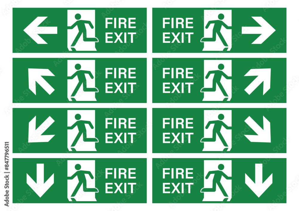 Exit Sign. Fire Exit Sign. Emergency Fire Exit Sign. Vector ...