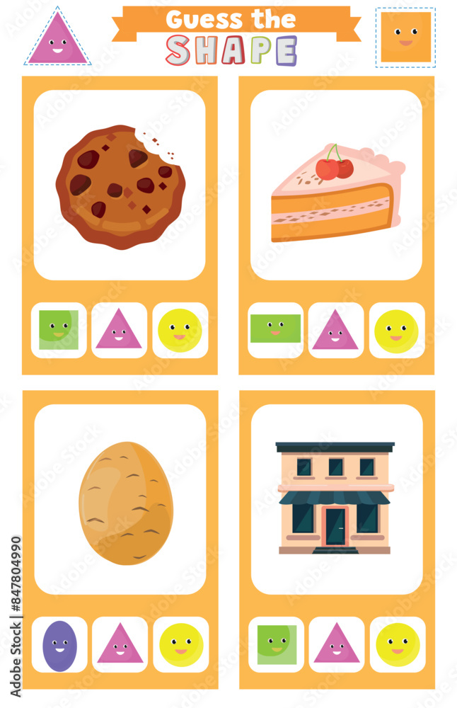 Education game for children guess the shape geometric figures and ...