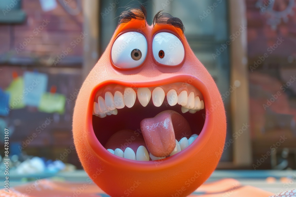 Funny cartoon character sticking out tongue with exaggerated facial ...