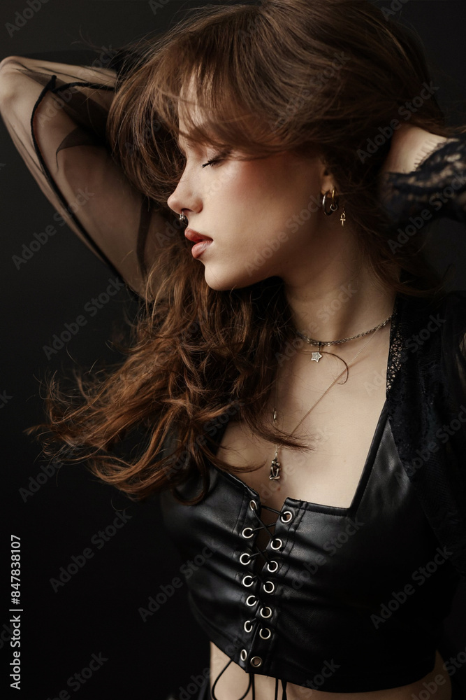 Goth goddess posing with attitude and sophistication in a series of ...