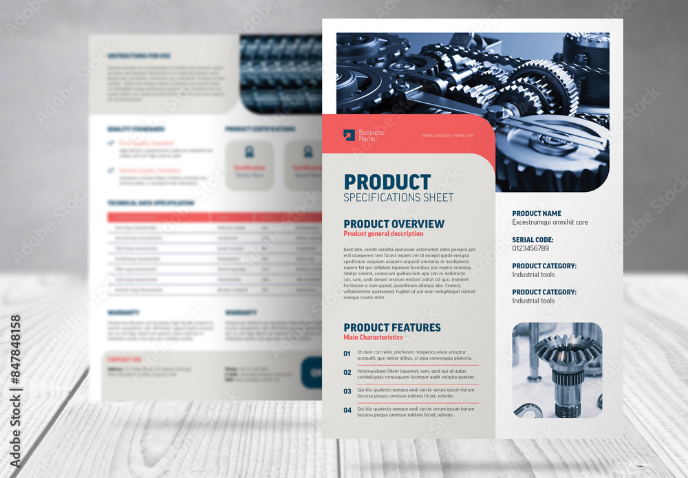 Product Data Specification Sheet Template Stock Template | Adobe Stock