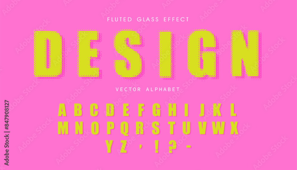 Font with blurred edges, fluted glass style. Pixel font. Set of bright ...