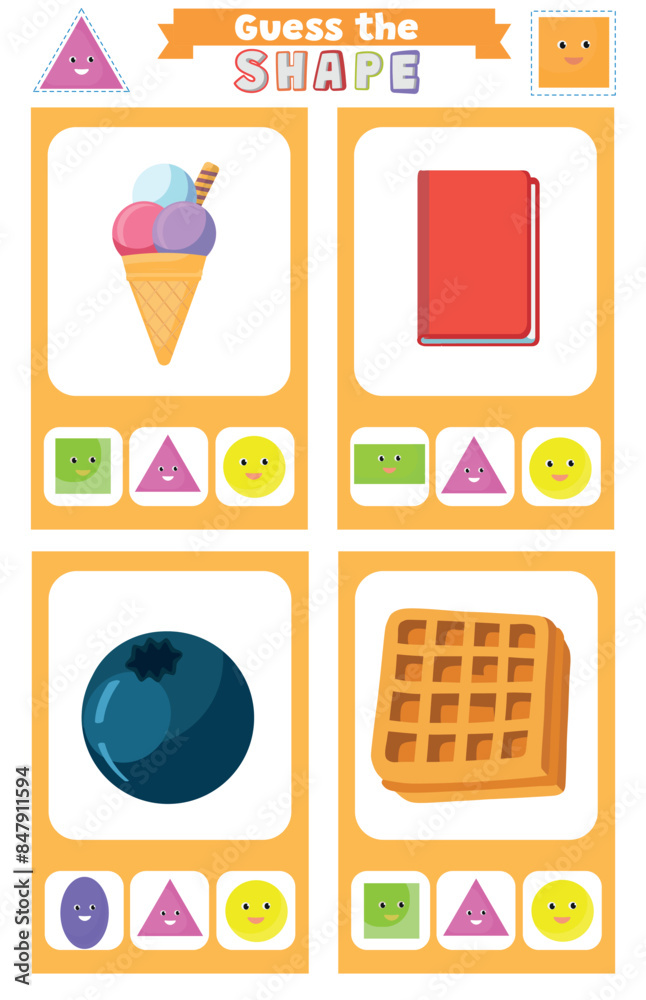 Education game for children guess the shape geometric figures and ...