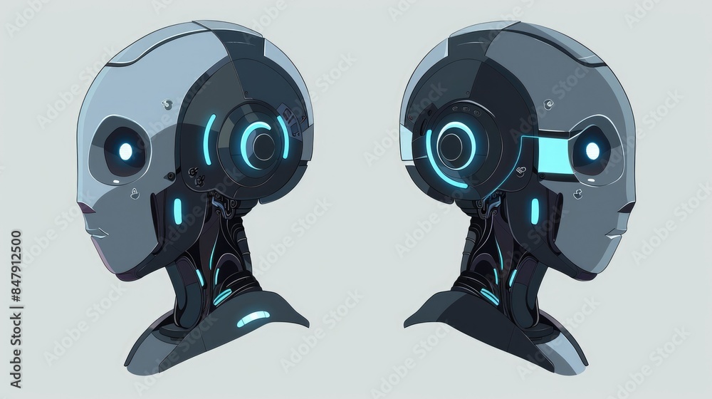 Design of a 2d robot head avatar with a touch of cartoon charm Stock ...