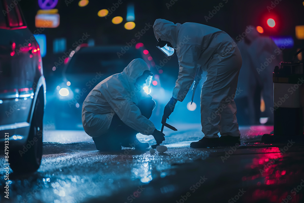 Forensic Investigators at Night Crime Scene - Crime Scene Investigation ...