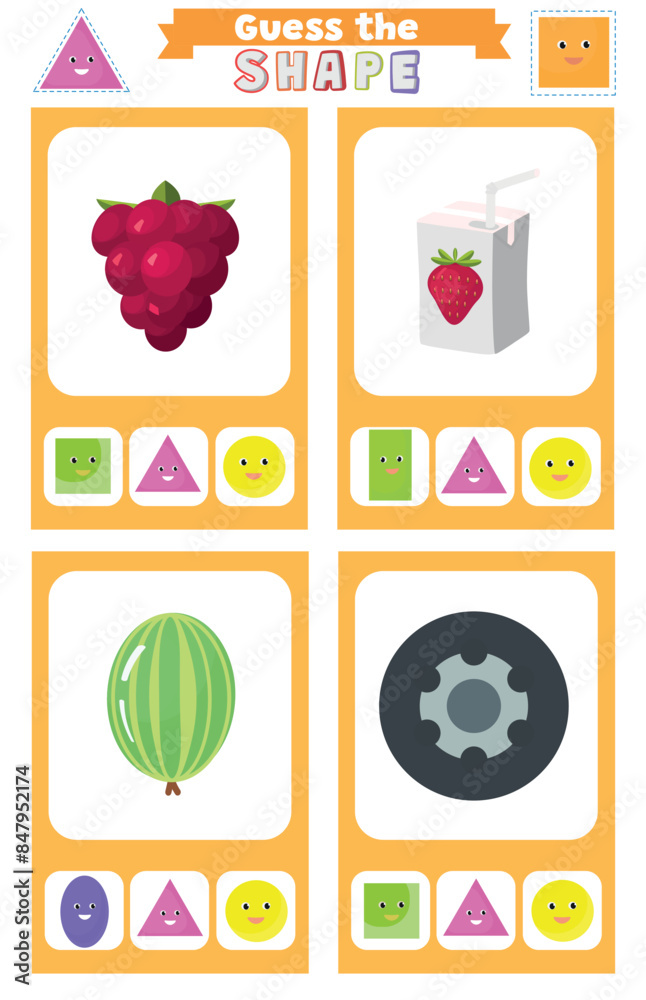 Education game for children guess the shape geometric figures and ...