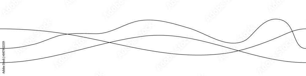 Curve line bg pattern. Thin undulate wave seamless flow. Abstract curvy ...