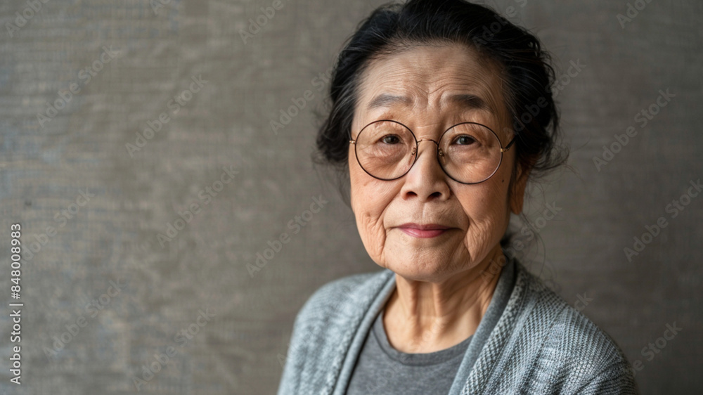 photo of a 60 year old Asian woman. Her expression is thoughtful and ...